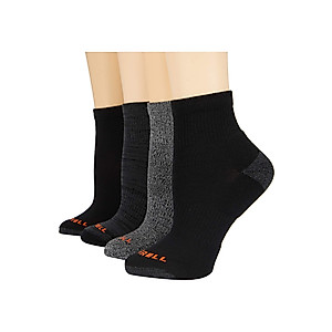 Merrell Unisex-Adult's Men's and Women's Cushioned Midweight Ankle Socks-4 Pair Pack-Moisture Management and Anti-Odor, Black, Small-Medium