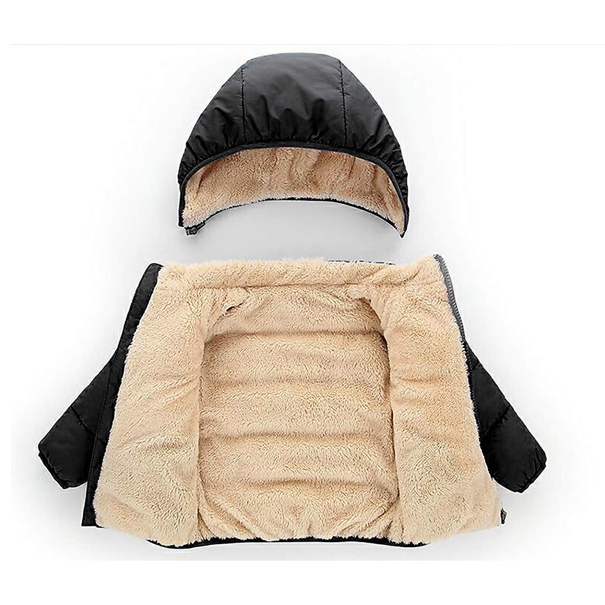 Happy Cherry Toddler Snowsuit Soft Thick Long Sleeve Jacket with a Removable Hooded Zipper Clothing Black Large