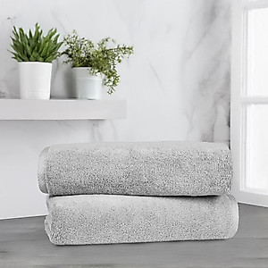 Amazon Basics 100% Cotton Quick-Dry Bath Towels - 2-Pack, Platinum