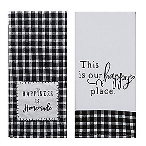 18TH STREET GIFTS Buffalo Plaid Kitchen Towels - Farmhouse Decor Black and White Gingham Dish Towel Set - Black and White Hand Towels for Kitchen or Bathroom