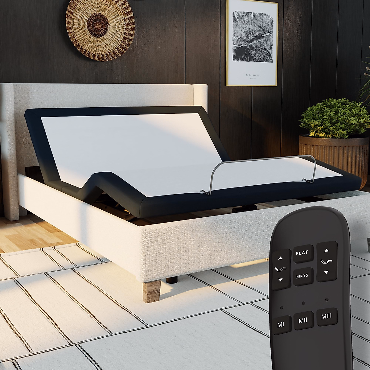 Blissful Nights Queen e3 Adjustable Bed Frame - Customizable Comfort with Wireless Remote Control, Head and Foot Incline, Easy Assembly, and 10 Year Warranty