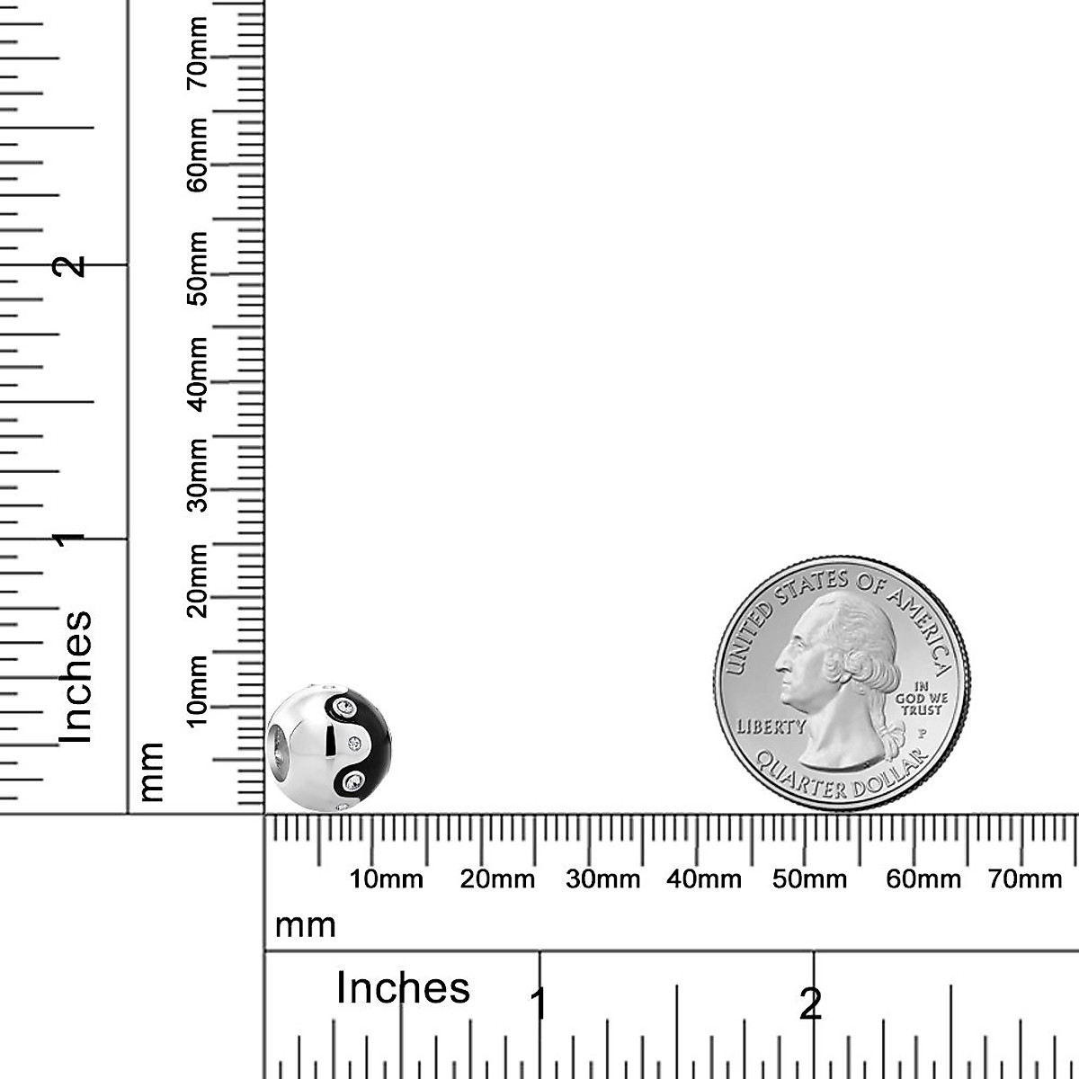 Gem Stone King 925 Sterling Silver Black and White Ying Yand Bracelet For Women Bead Charm