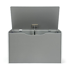 Humble Crew Storage Toy Box with Hinged Lid, Grey/White