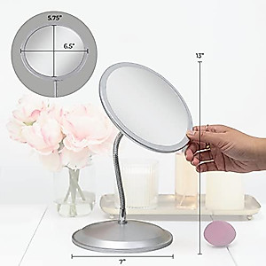 Double Vision™ Gooseneck Vanity/Wall Mount Mirror 5X/10X Magnification, Made in the USA