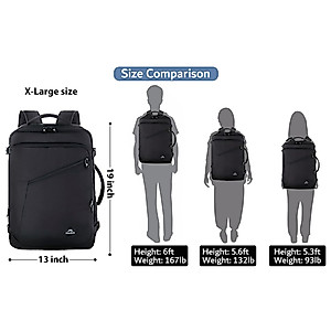 MATEIN Carry on Backpack, Extra Large Travel Backpack Expandable Airplane Approved Weekender Bag for Men and Women, Water Resistant Lightweight Daypack for Flight 40L, Black