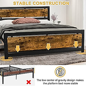 Pliwier Platform Queen Bed Frame, Heavy Duty Queen Size Bed Frame with Headboard and Footboard, Strong Steel Slat Support, No Box Spring Needed, Noise Free, Easy Assembly