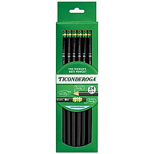 Dixon Ticonderoga Wood-Cased #2 Pencils, Box of 24, Black (13926)