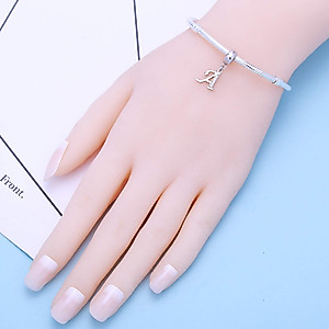 925 Sterling Silver Charms Alphabet Beads fit Pandora Charm Bracelets A-Z Letter Initial Spacer Dangle Clear CZ Stone Authentic for Snake Chain Bracelets (A)