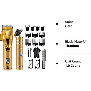 Hair Clippers for Men, Professional Hair Trimmer Barber Set Cordless Beard Trimmer Haircut Grooming Kit Gift for Men/Women/Kids/Pet (Gold)