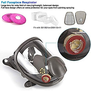 No/Brand 15in1 Full Face Respirator Reusable,Full Face Wide Field of View,Widely Used in Organic Gas,Paint spary, Chemical,Woodworking(for 6800 Respirator)