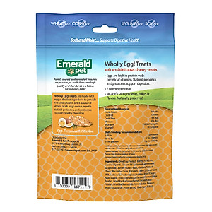 Emerald Pet Wholly Egg Digestive Health Cat Treats - Soft and Moist cat Treats for Healthy Digestion - Natural Prebiotics and Probiotics for cat Digestion - Chicken Treats, 2.5 oz