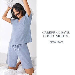 Nautica Womens Sleep Bermuda Shorts - Lightweight, Breathable Pajama Bottoms - Cotton Knit Jersey Sleepwear and Loungewear - Eggplant - Small