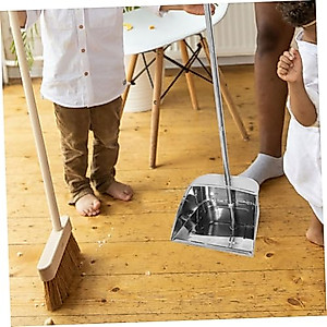 MERRYHAPY Stainless Steel Trash Shovel Standing Dustpan Garbage Dust Pans Longs Handle Dustpan Long Handle Dust Pan Litter Sweeping Broom Dustpan Industrial Dust Pan Rubbish Dustpan Silver