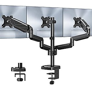 MOUNT PRO Triple Monitor Mount, 3 Monitor Desk Arm fits Three Max 27" LCD Computer Screens, up to 19.8lbs Each, Premium Gas Spring Monitor Stand with Tilt Swivel Rotation, Vesa Mount 75x75,100x100