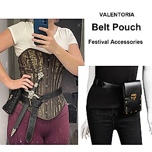 Cellphone Holder Retro Belt Pouch Waist Bag Fanny Pack Steampunk Medieval Renaissance Purse Halloween Costume Accessory (Black)