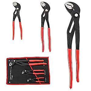 HighFree 3PCS Water Pump Pliers Set 7Inch, 10Inch, 16Inch Channel Lock Pliers Quick Adjustment by Pressing and Sliding Grips Any Shaped Object