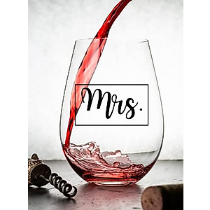 COOL AF Mr and Mrs Whiskey and Wine Glass Gift Set - Wedding Gift Glass Set For Bride and Groom - Engagement Gift for Couples and Newlyweds - Husband and Wife