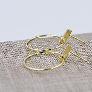 Circle & Bar Front Hoop Earrings | 18k Gold Plated Hypoallergenic Brass