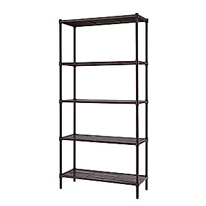 TRINITY Slat Style 5-Tier Adjustable Shelving, Metal Standing Shelf for Commercial or Residential Use in Kitchen,Bathroom,Laundry Room or Office, 1750 Pound Capacity, 36”W by 14”D by 72”H, Dark Bronze