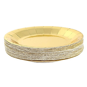 BLUE PANDA Paper Plates in Gold Foil Design for Birthday Party Supplies (9 In, 48 Pack)