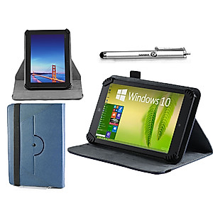 Navitech 7" Blue Leather Book Style Folio Case/Cover & Stylus Pen Compatible with The HP 7 Plus 1301 / HP Slate 7 HD/HP Slate 7 / HP Slate 7 Plus HD/HP Slate 7 VoiceTab