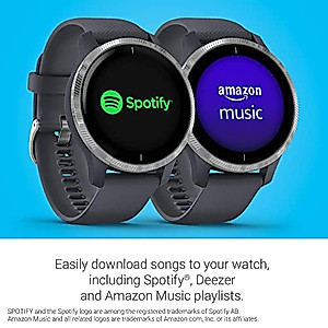 Garmin Venu, GPS Smartwatch with Bright Touchscreen Display, Features Music, Body Energy Monitoring, Animated Workouts, Pulse Ox Sensor and More, Silver with Dark Gray Band (Renewed)