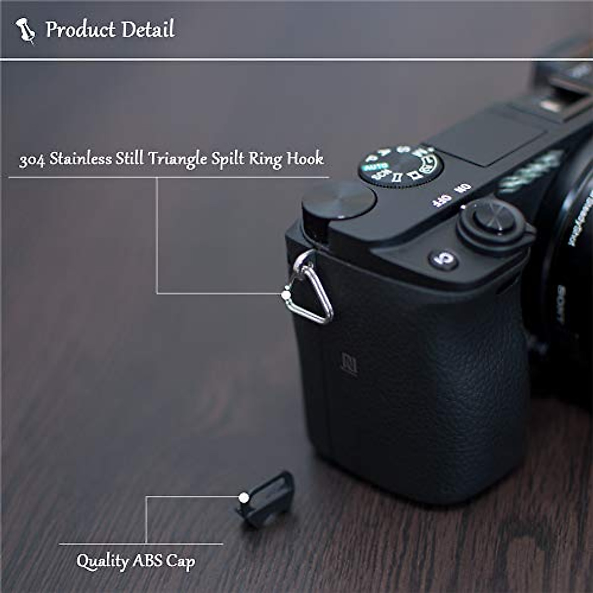 VKO Lug Ring Camera Strap Triangle Split Ring Hook Plastic Cap Compatible with All Brand D-SLR Rangefinder Mirrorless Camera W/Round Eyelet(2 Pair)