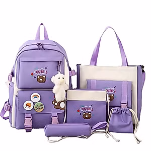 5Pcs Accessories Backpack with Pin & Set Cute Backpack Kawaii Backpack School Bags for Teen Girl