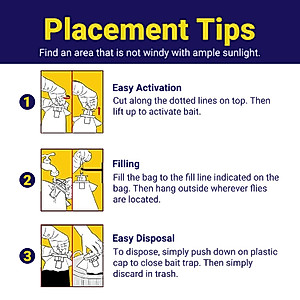 JUMBO Outdoor Fly Trap Bags (4 Pack), Disposable, Hanging Fly Catcher with Bait, Outdoor Use Fly Hunter Repellent Control Catcher Killer, Flies Trap for Barn, Farm, Mosquito, Bugs, Gnats, Ready to Use