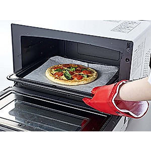 Mastrad Red Oven Mitt Gloves, Heat Resistant, Dishwasher Safe, Waterproof, Non-Slip with Cotton Linings, Baking - F82315