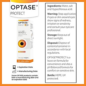 Optase Protect Eyelid Cleansing Spray - Hypochlorous Acid Spray for Daily Protection - Soothing for Dry Eye, Blepharitis, and Stye Treatment - Hypochlorous Acid Eyelid Cleanser - 100 ml