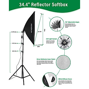 Andoer Professional Softbox Photography Studio Lighting Kit with 3 Color Backdrops, 6.5*10ft Backdrop Stands, Photography Umbrellas for Product Photography Portrait Video Shooting and Live Streaming