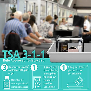 F-color Clear Makeup Bags - Clear Travel Bags for Toiletries 3 Pack TSA Approved Toiletry Bag Clear Toiletry bags Quart Size Travel Bag, Carry on Airport Airline Compliant Bag, Pure Black