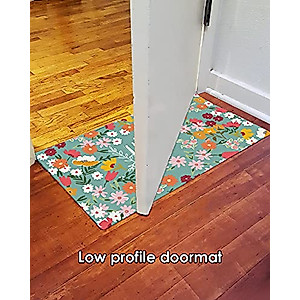 Toland Home Garden 800521 Hello Flowers Spring Door Mat 18x30 Inch Flower Outdoor Doormat for Entryway Indoor Entrance