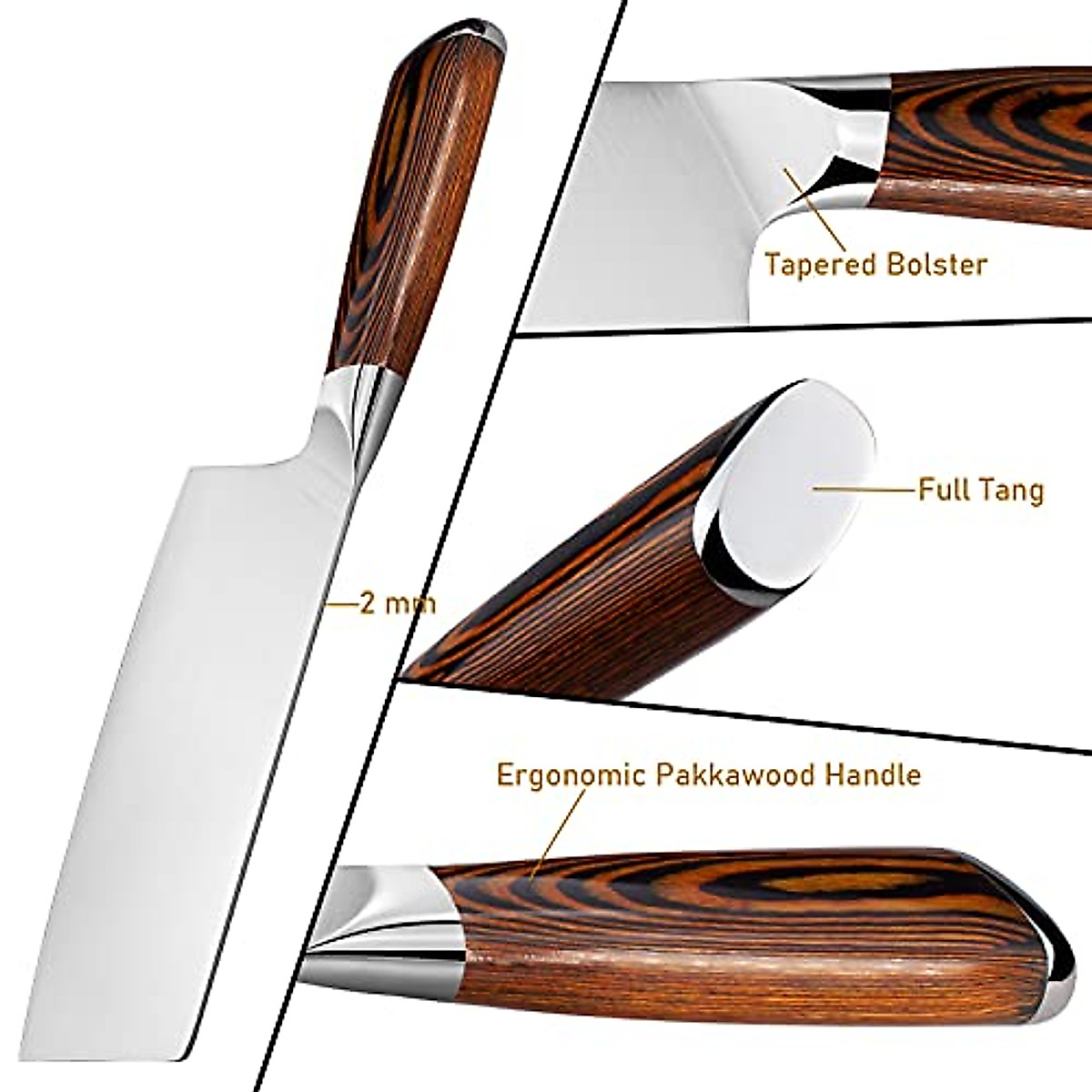 Kitory Meat Cleaver 7 inch, Kitchen Knife, Chopper, Chopping Knife, German High Carbon Stainless Steel Chinese Chef Knives with Ergonomic Pakkawood Handle for Home& Restaurant, 2023 Gifts