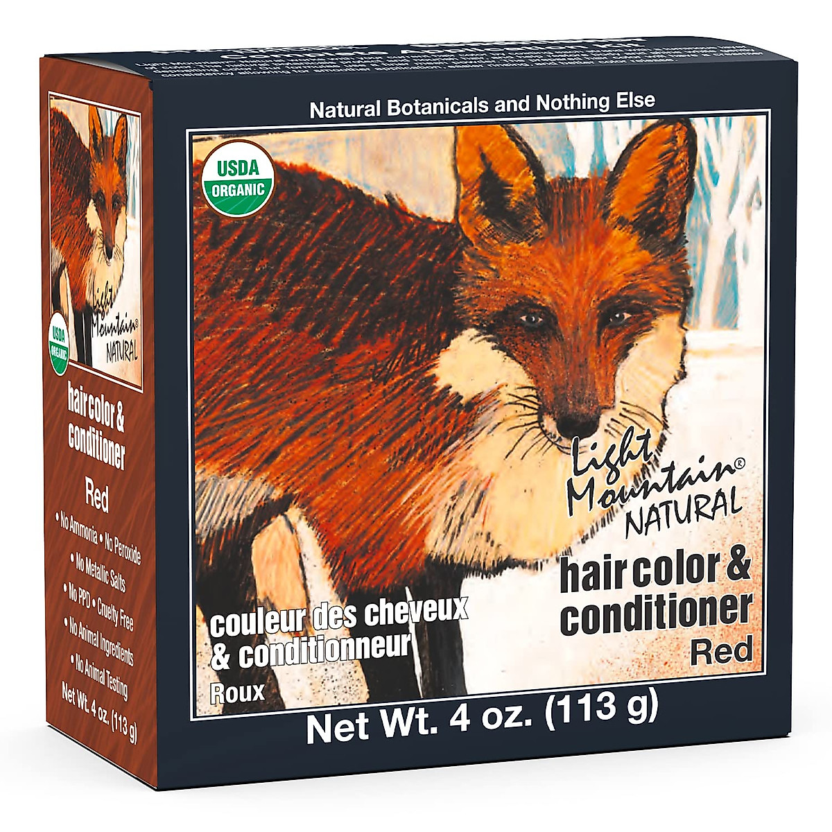 Light Mountain Henna Hair Color & Conditioner – Red Hair Dye, Organic Henna Leaf Powder and Botanicals, Chemical-Free, Semi-Permanent Hair Color + 4 Hair Clips