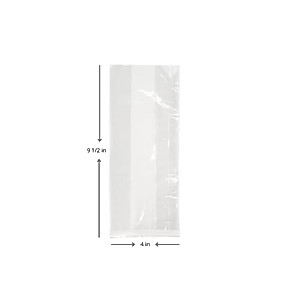 ClearBags Clear Gusset Bags, 4x2 1/2x9 1/2, 100 Pieces, High Clarity Flat Bottom Treat Bags for Gifts, Cookies, Candy, Party Favor, Weddings, Bakery Packaging, Durable Crimped Bottom, 1.6 Mil, FDAGB4A