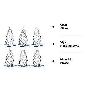 Hausse 6 Pack Bird Repellent Spiral Reflectors Silver Mylar Spinner, Hanging Reflective Bird Deterrent Device, Garden Decorative Scare Birds Away, Like Woodpeckers, Pigeons and Geese