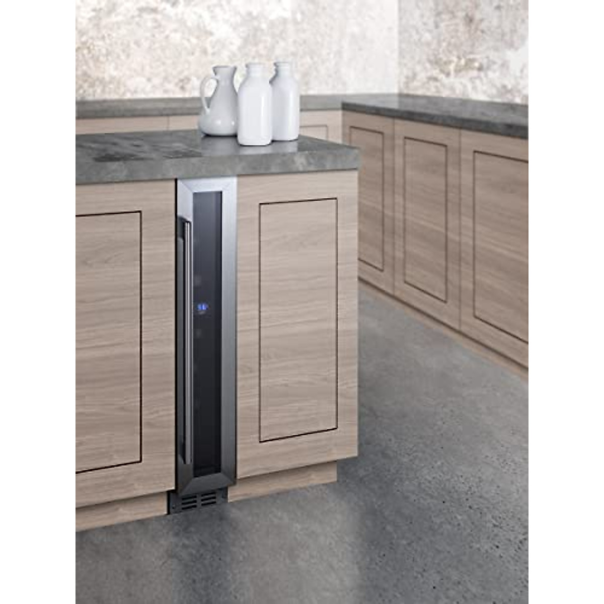 Summit Appliance SWC007 Commercial 6" Wide ADA Compliant Built-in Undercounter Wine Cellar with 7 Bbottle Capacity, Glass Door, Black Cabinet, Auto Defrost, Digital Thermostat and LED Lighting