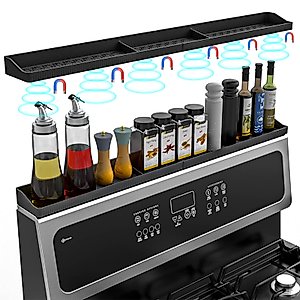 30 Inch Silicone Stove Oven Top Shelf Magnetic for Kitchen Gadgets, Soft Flexible Strong Magnetic Heat Resistant Spice Rack Kitchen Organizer for Over Oven Stove