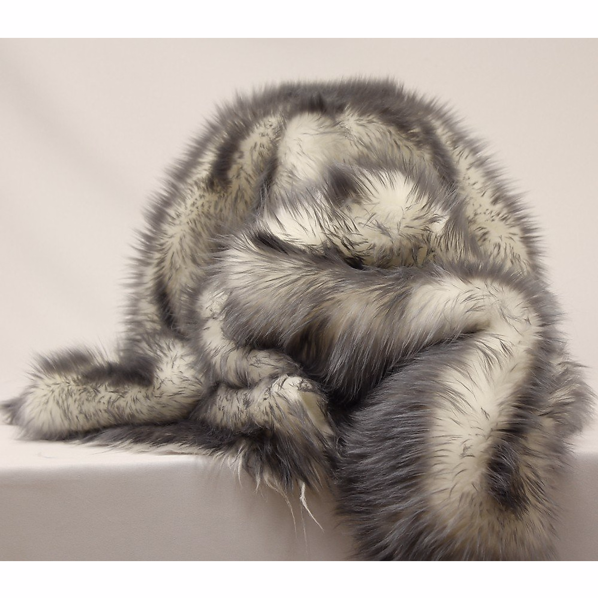 Faux Fur Long Pile Candy Shaggy Fabric White Backing 60" Wide Sold by The Yard (Grey)