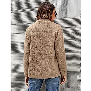 Micoson Cardigan for Women Oversized Fuzzy Fleece Long Sleeve Open Front Hooded Jacket Coat Winter Outwear with Pockets