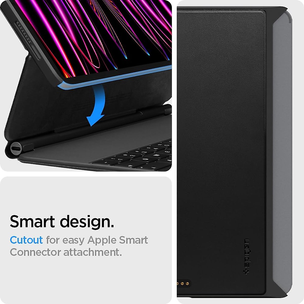 Spigen Thin Fit Pro Designed for iPad Pro 12.9 inch Case M2 6th Generation (2022) / 5th Generation (2021) Magic Keyboard Compatible with Pencil Holder [Keyboard Not Included] - Black