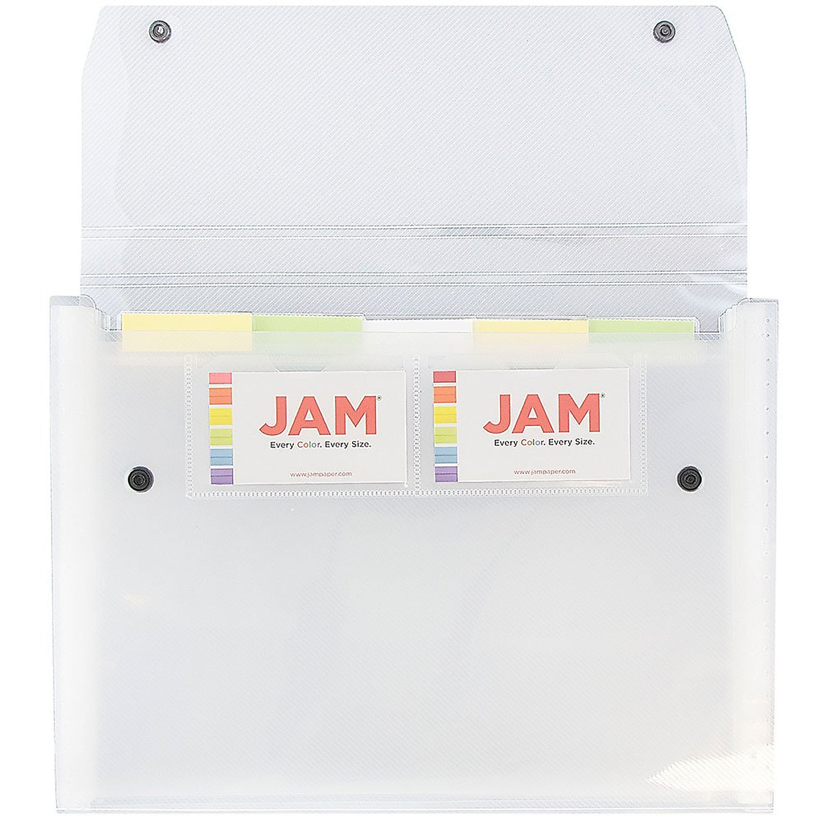 JAM PAPER Accordion Folders - 6 Pocket Plastic Expanding File with Snap Closure - Letter Size - 9 x 13 - Clear - Sold Individually