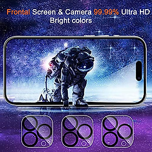 Ferilinso 3 Pack for Apple iPhone 14 Pro Privacy Screen Protector Tempered Glass Accessories 9H Anti Spy Privacy Screen for iPhone 14 Pro 3 Pack Camera Lens Protector Case Friendly