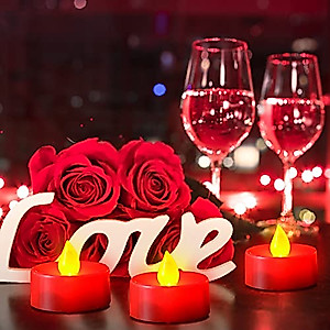 PChero 18 Packs Red LED Tea Lights, Battery Operated Flickering Flameless Tealights Electric Candles, Decorations for Wedding Party Halloween Christmas Centerpieces and Festival Celebration