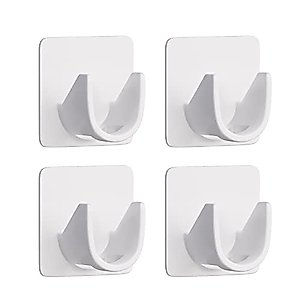 YONAYI 4PCS Adhesive Shower Curtain Rod Holder, No Drilling Spring Tension Rod Retainer for Bathroom Kitchen Wardrobe | Rod End Diameter within 0.86inch | White Curtain Rod Bracket
