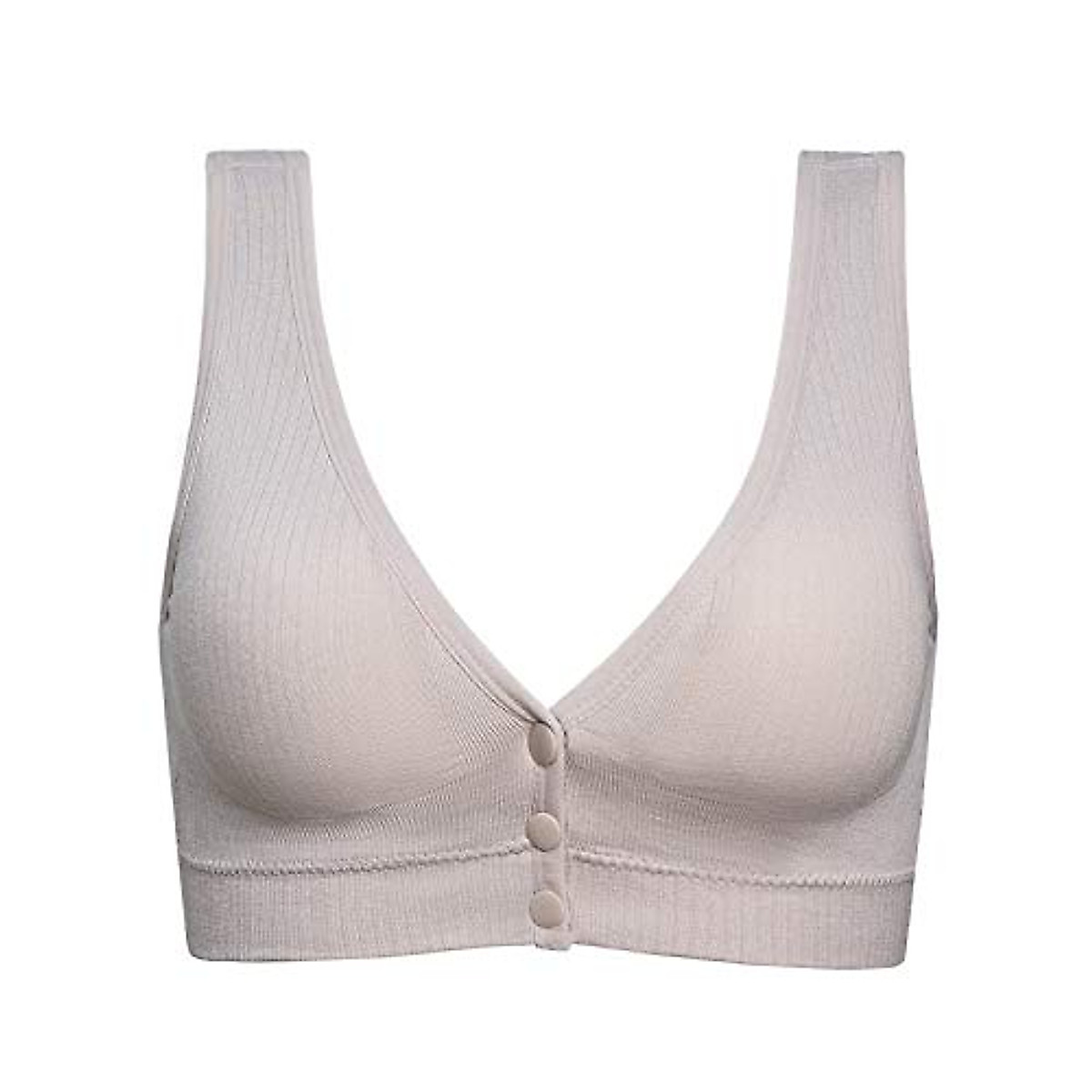 Hengyaai Womens Bra Light Wire Free Bra for Women Front Closure Snap Bra Seamless Ribben Padded Removable Everyday Bra Sport Bra Khaki X-Large