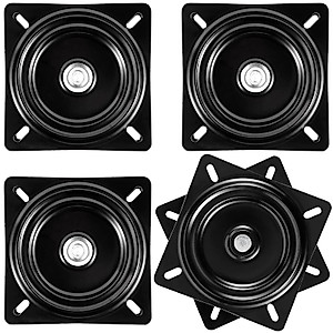 SINJEUN 4 Pack 6 Inch Heavy Duty Bar Stool Swivel Plate, Square 360° Swivel Ball Bearing Plate Replacement, Seat Swivel Base Mount Plate for Recliner Chair or Furniture, 300 Pound Capacity, Black