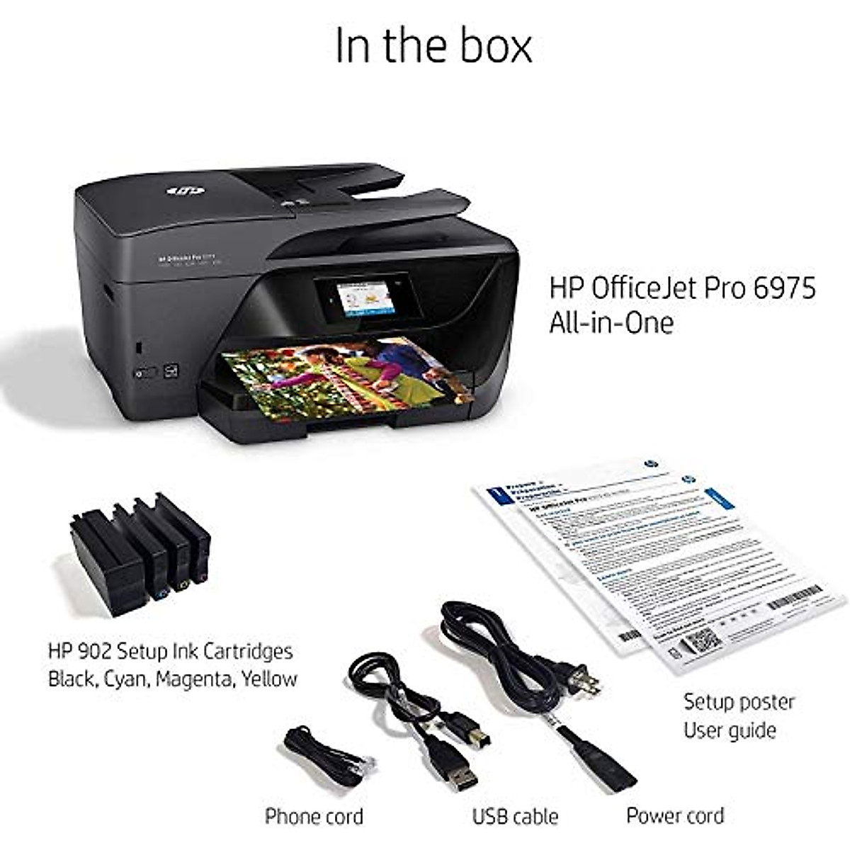 HP OfficeJet Pro 6975 All-in-One Wireless Printer, Double-Sided Print and Scan, HP Instant Ink, Works with Alexa (J7K36A)